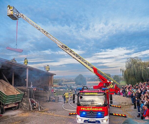 Übung der Freiberger Feuerwehr: Schnelle Rettung für Mensch und Kalb