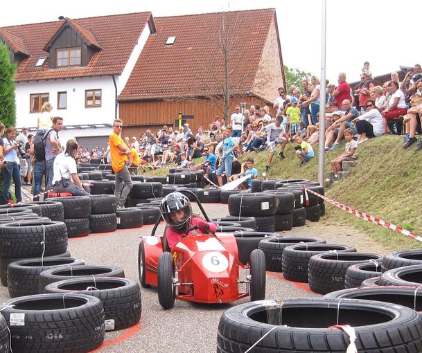 Mutige Kinder flitzen in Prevorst in ihren schnellen Kisten